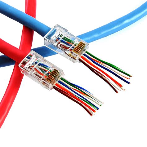 Pass Thru Rj45 Cat6 Modular Data Plugs Pass Through Connectors 100 Pack
