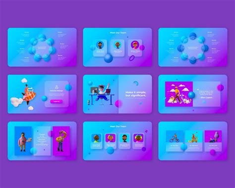 Glassmorphism Animated Powerpoint Template Infographic Diagrams Frosted