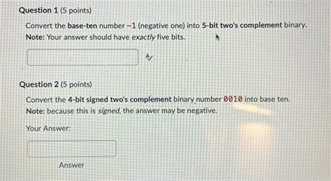 Solved Convert The Base Ten Number 1 Negative One Into