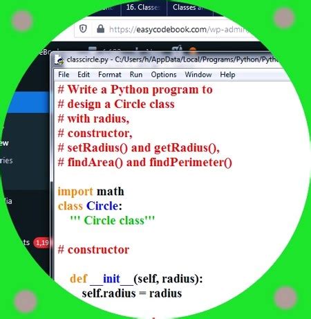 Python Circle Class With Getter Setter Methods Easycodebook