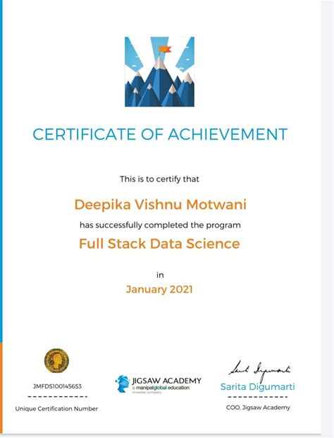 Deepika Motwani On Linkedin Data Science Completion Certificate