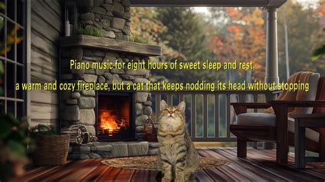 8시간의 꿀맛 같은 잠과 휴식을 위한 피아노 음악 따뜻하고 아늑한 벽난로 하지만 쉬지 않고 계속 고갯짓을 하는 고양이 Relaxingmusic Healingmusic