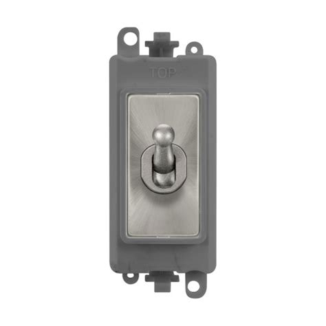 Click GridPro Satin Chrome 20AX Double Pole Toggle Switch Module With Grey Surround UKES