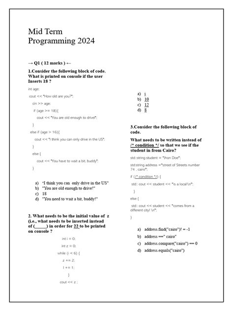 Mid Term Programming 2024 Download Free Pdf Software Engineering