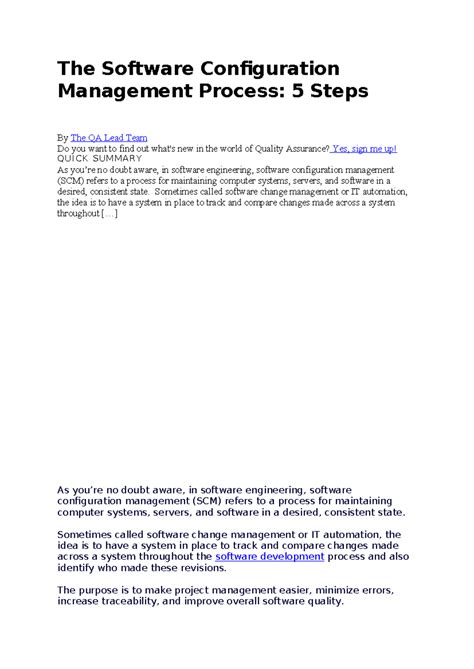 The Software Configuration Management Process Sometimes Called