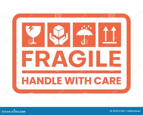 Sticker Fragile Handle With Care Red Fragile Warning Label Square Fragile Label With Broken