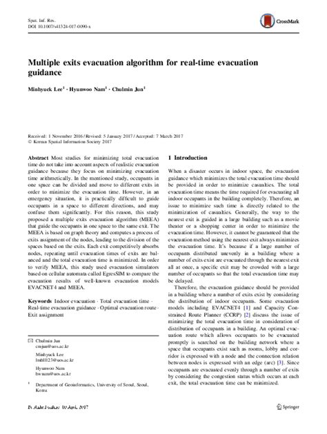 Pdf Multiple Exits Evacuation Algorithm For Real Time Evacuation