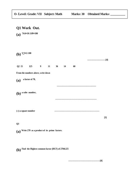 Math Test Pdf Elementary Mathematics Mathematics