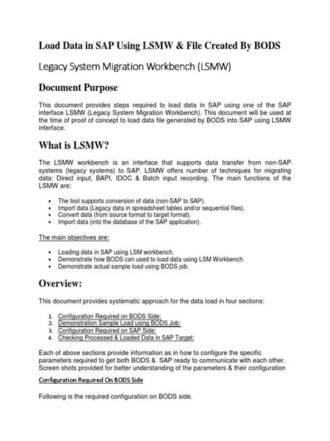 Load Data From Bods Into Sap Using Lsmw Pdf Screenshot Computer File