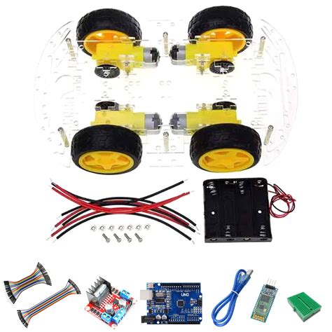 Kit Para Montar Robô Carrinho Chassi 4 Rodas Controlado Por Celular