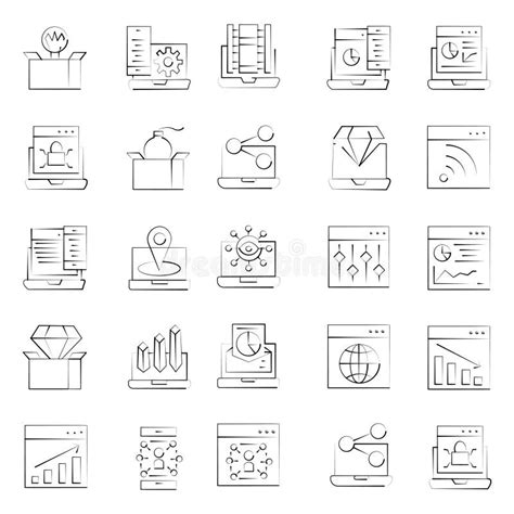 Modern Set Of 25 Lines And Symbols Such As Business Chart Cook Analytics Notebook Stock