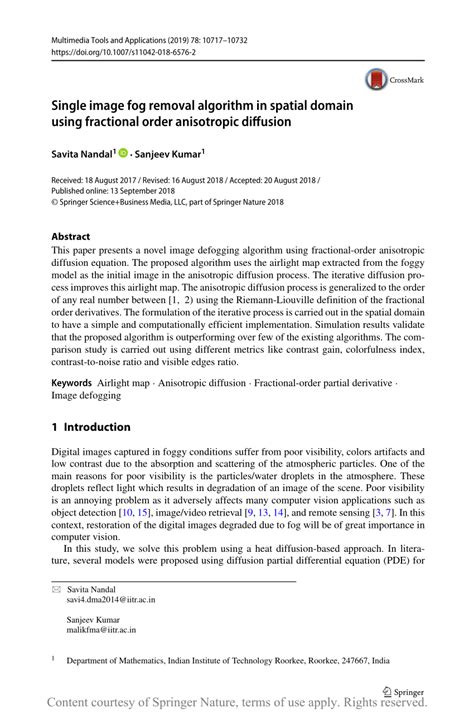 Single Image Fog Removal Algorithm In Spatial Domain Using Fractional