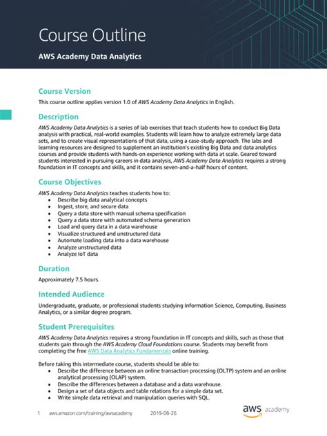 Aws Academy Data Analytics Pdf Amazon Web Services Data