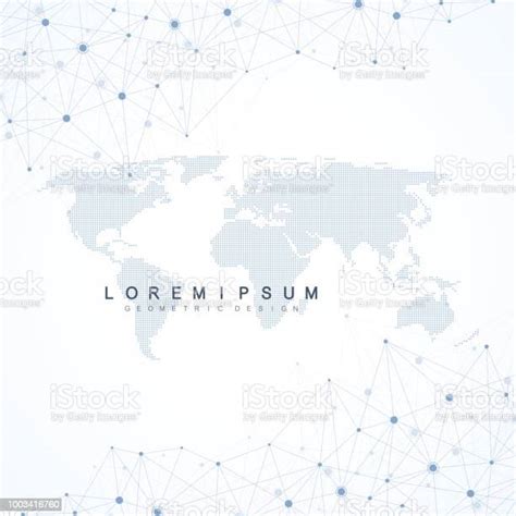 점선된 세계 지도 함께 글로벌 네트워크 연결입니다 인터넷 연결 배경입니다 연결 구조를 추상화 합니다 다각형 공간 배경입니다 벡터