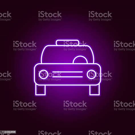 네온 스타일의 자동차 택시 개요 아이콘입니다 네온 스타일 아이콘에 자동차 수리 그림의 요소입니다 기호와 기호는 웹 로고 모바일 앱 Ui Ux에 사용할 수 있습니다 Brand