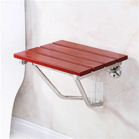 단단한 나무 벽걸이형 샤워 시트 접이식 목욕 의자 미끄럼 방지 욕실 가정용 현관 신발 교체 티몬