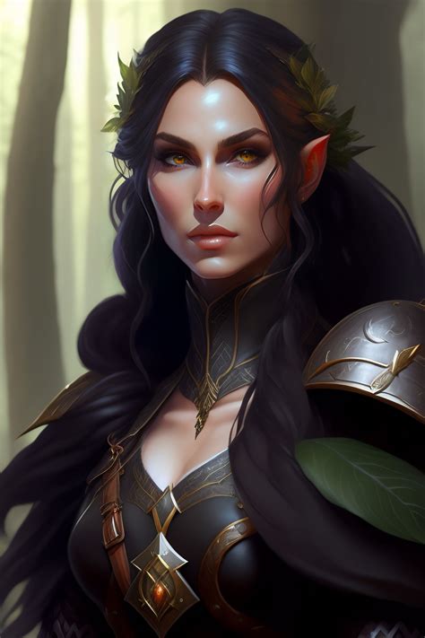 Lexica Rogue Elf Female Black Clothes Sword In Hand Full Body Forest D D Fantasy