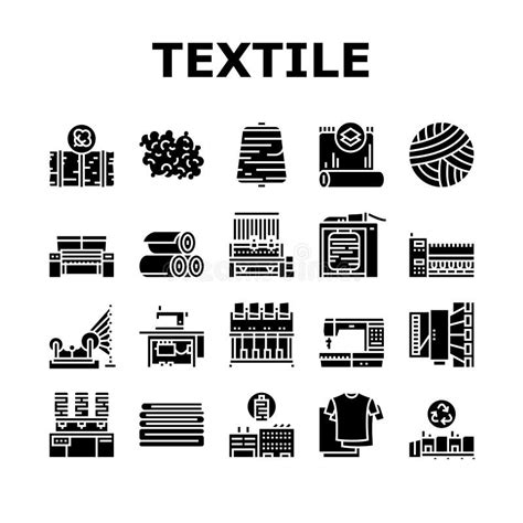 Textile Production Collection Icons Set Vector Stock Vector Illustration Of Signs Thread