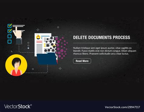 Delete Documents Banner Internet With Icons Vector Image