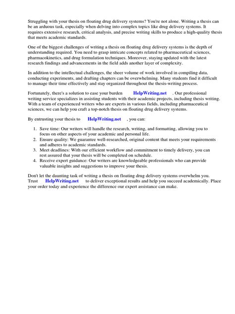 Thesis On Floating Drug Delivery System Pdf Medicine Health Sciences