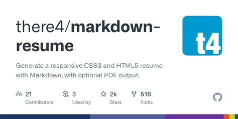Markdown Resume Examples Output Modern Pdf At Master There Markdown Resume GitHub