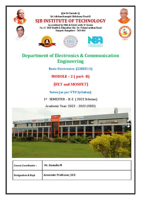 Basic Electronics Module 2 Fet And Mosfet Jai Sri Gurudev Sri