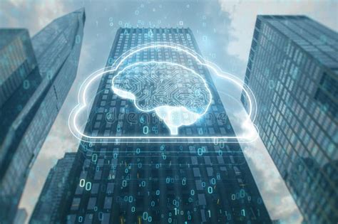 Artificial Intelligence Hardware Concept Glowing Cloud Brain And