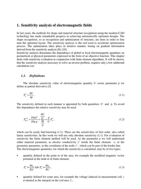 sensitivity analysis of electromagnetic fields 1 1 definitions