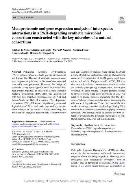 Metaproteomic And Gene Expression Analysis Of Interspecies Interactions In A Pah Degrading