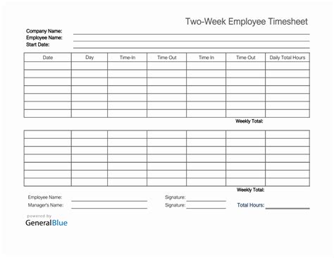 Free Excel Biweekly Timesheet Templates