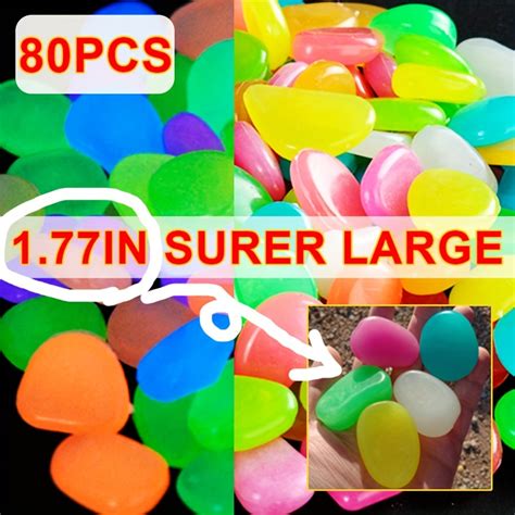 Glowing Dark Pebbles 150 Glow In The Dark Pebbles Luminous Garden