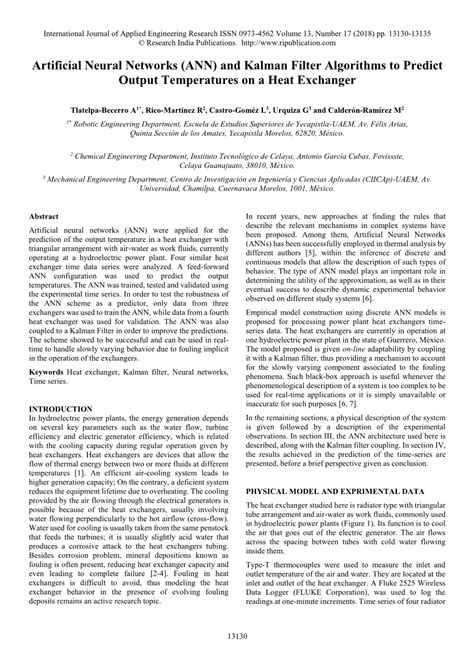 Artificial Neural Networks Ann And Kalman Filter Algorithms To