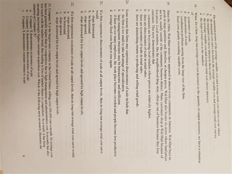 Solved 17 The Minimum Points Of The Average Variable Cost