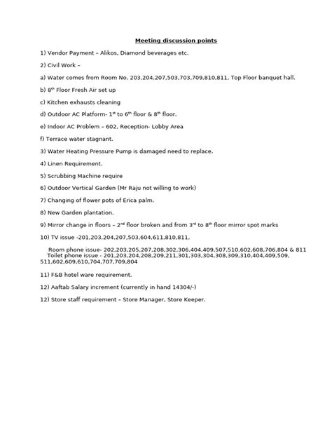 Meeting Discussion Points Pdf