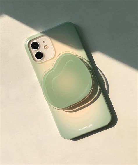 유스스피릿 무광초록 그라데이션 안개 달 자연시리즈 감성무드 아이폰케이스 커플 우정 하드 플라스틱 핸드폰케이스 갤럭시 핸드폰