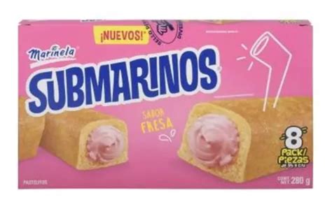 Pastelitos Marinela Submarinos Sabor Fresa 8 Piezas De 35 G Mercadolibre
