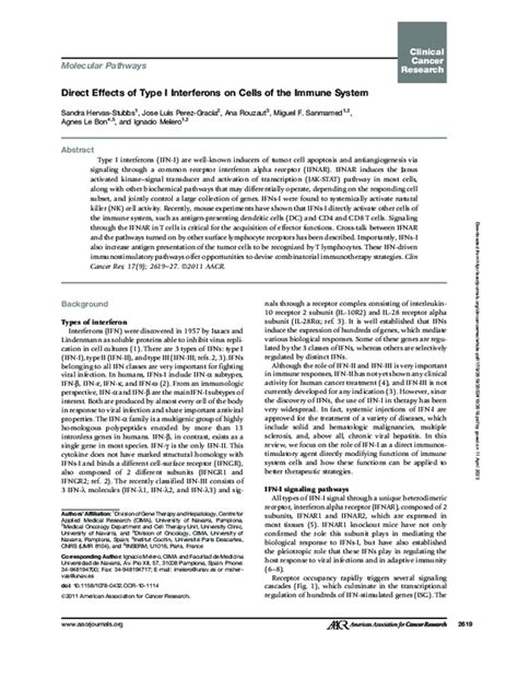 Pdf Direct Effects Of Type I Interferons On Cells Of The Immune System