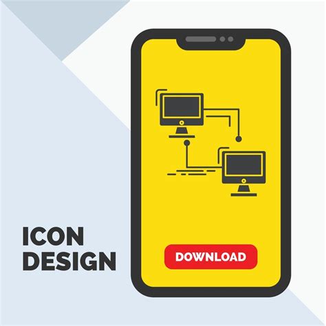 Local Lan Connection Sync Computer Glyph Icon In Mobile For Download Page Yellow Background
