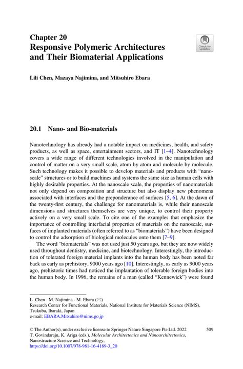 Pdf Responsive Polymeric Architectures And Their Biomaterial Applications