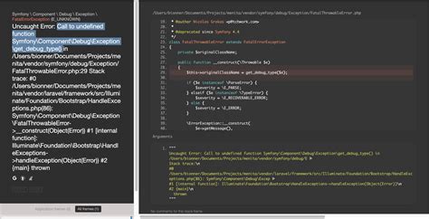 Call To Undefined Function Symfonycomponentdebugexceptiongetdebug