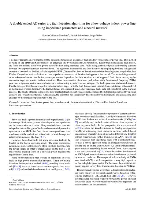 Pdf A Double Ended Ac Series Arc Fault Location Algorithm For A Low