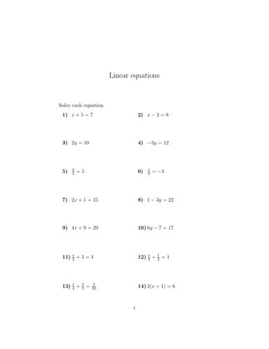 Linear Equations Easy To Harder Worksheet With Solutions Teaching Resources Linear Equations Easy To Harder Worksheet With Solutions Teaching Resources
