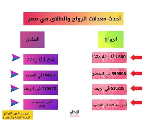 أحدث معدلات الزواج والطلاق في مصر انفو جراف الوطن