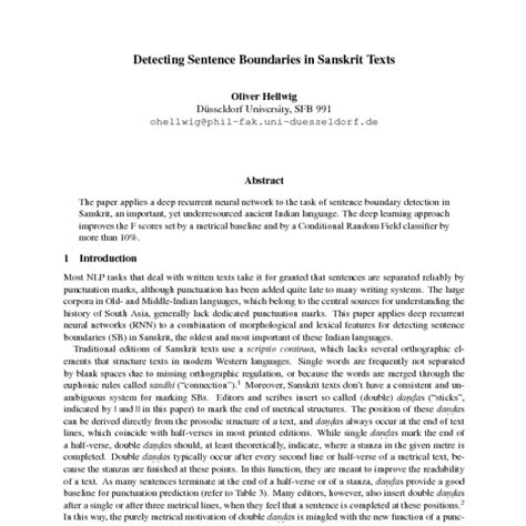 Detecting Sentence Boundaries In Sanskrit Texts Acl Anthology