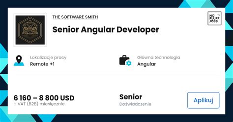 Praca Senior Angular Developer Frontend The Software Smith