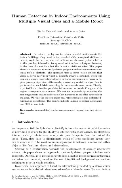 pdf human detection in indoor environments using multiple visual cues