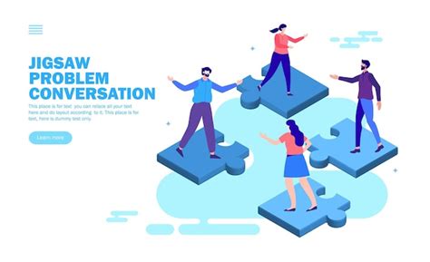 Premium Vector Team Solving Problem With Standing On Jigsaw Puzzle And Discussion