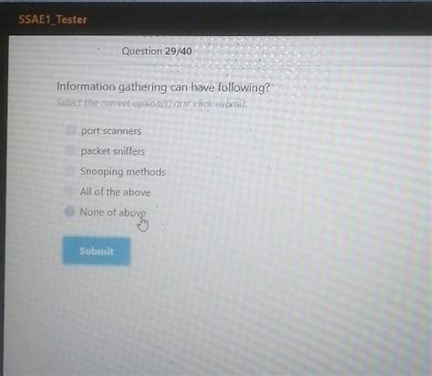 SSAE1Tester Question 29 40 Information StudyX