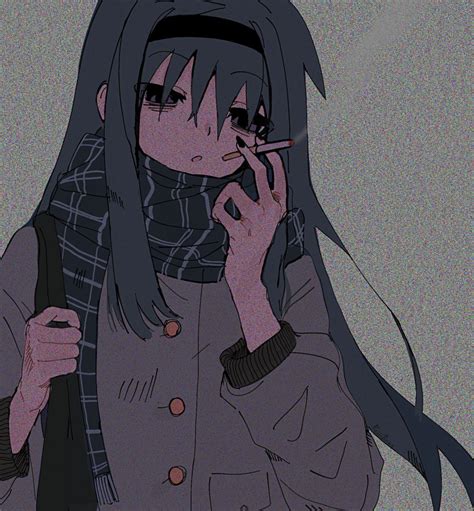 Safebooru 1girl Akemi Homura Black Hairband Black Nails Blue Scarf