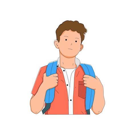 교복을 입은 아이들의 일러스트 프리미엄 벡터